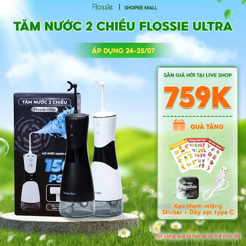 [SĂN 849K TẠI LIVE SHOP] Tăm nước 2 chiều Flossie Ultra đầu xoay 360 độ ...