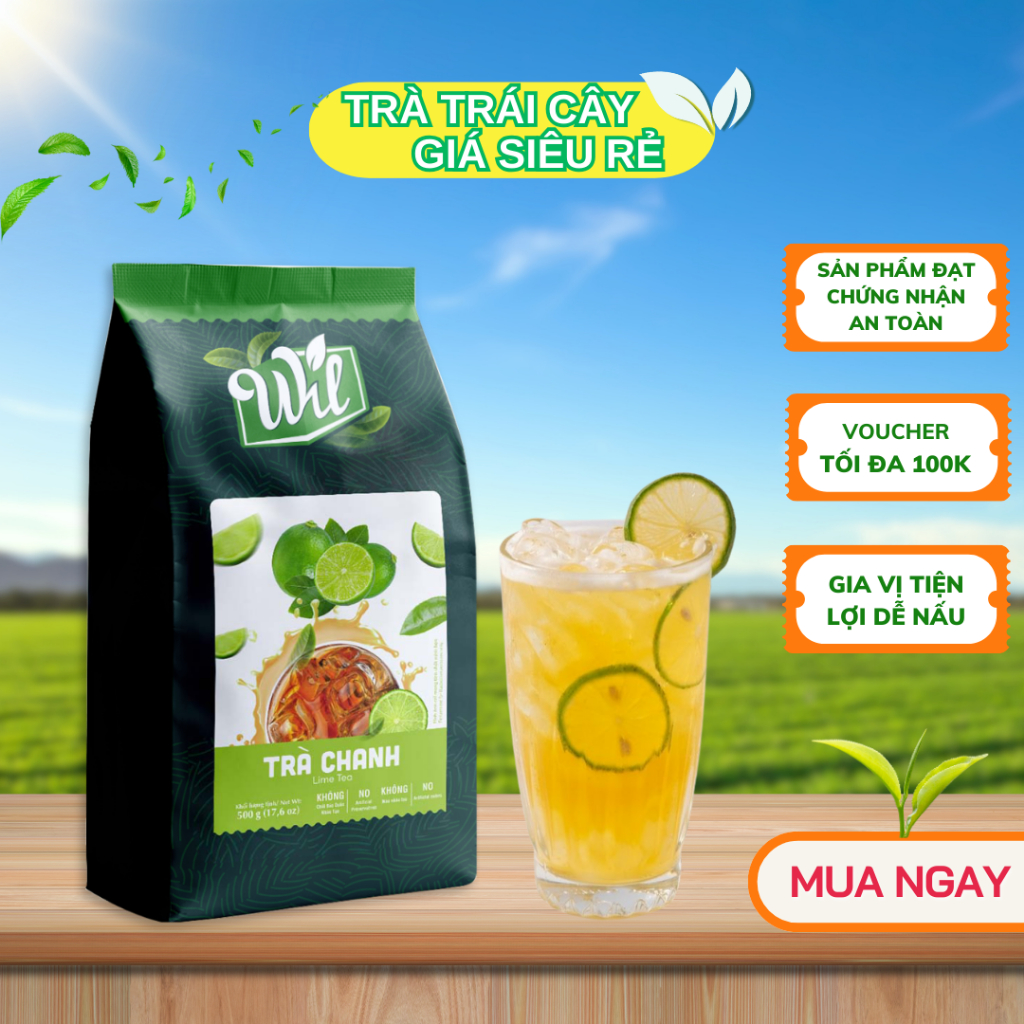 Bột trà chanh hòa tan Wil 500g thơm chanh muối pha chế thức uống thanh ...