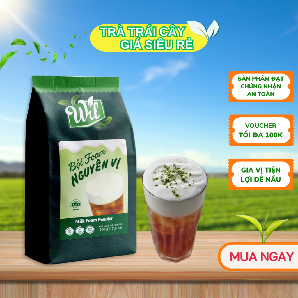 Bột foam nguyên vị Wil 500g làm kem muối trên trà sữa, cafe, trà sen ...
