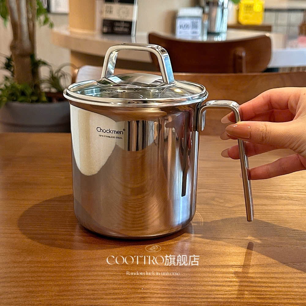 Ca Đun CHOCKMEN 11cm Inox 18/10 Dung Tích 1L Ca Nấu Mì Nồi Nấu Nồi Chiên Ngập Dầu Nắp Kính ...