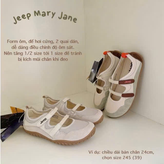 Giày Jeep Mary Jane Quai Dán Đế Bệt 2,5cm Giày Búp Bê dễ phối (Sẵn Hàng ...