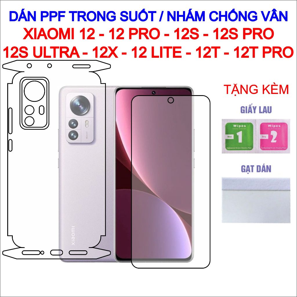 Dán PPF Xiaomi 12, 12 Pro, 12S, 12S Pro, 12S Ultra, 12X, 12 Lite, 12T ...
