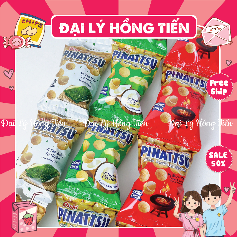 [DÂY 10 GÓI] Snack Đậu Phộng Pinatsu Oishi 3 Vị Cốt Dừa, Mực Cay, Tảo ...