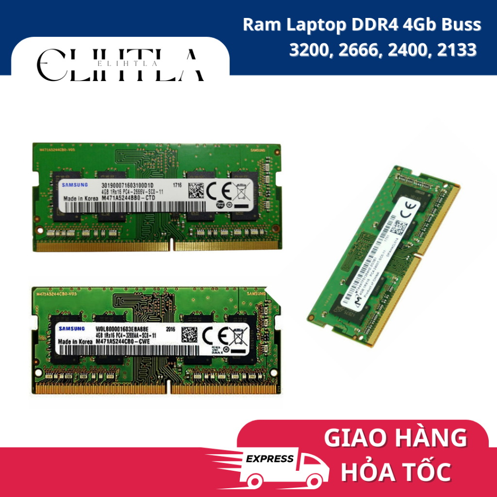 Ram Laptop DDR4 4Gb Buss 3200, 2666, 2400, 2133 . Ram tháo máy nhiều ...