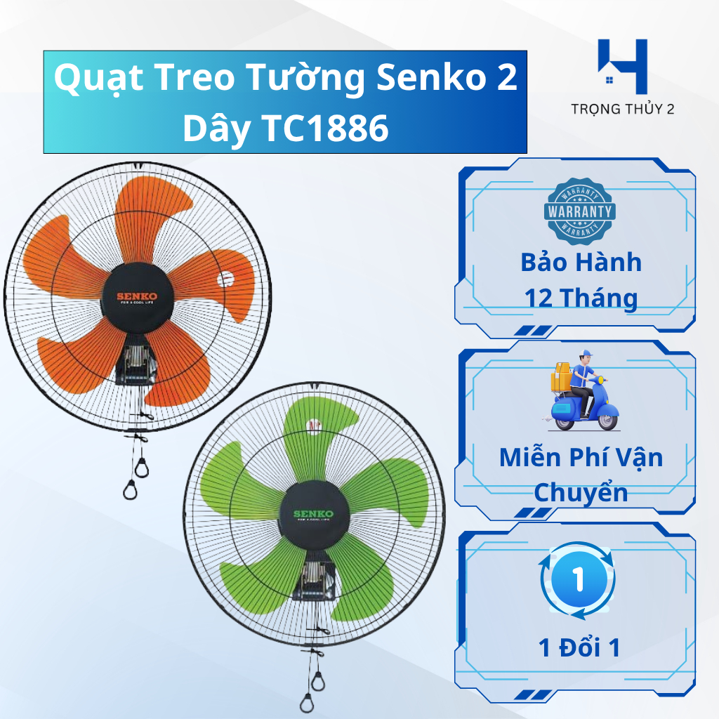 Quạt Treo Tường Senko Công Nghiệp TC1886 - Công Suất 75W, Sải Cánh 43Cm ...