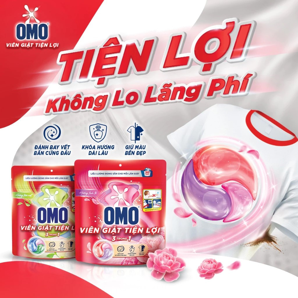 Combo 3/Combo 6 túi viên giặt tiện lợi OMO 3 trong 1, nhanh, gọn, tiện, thơm mát | Shopee Việt Nam