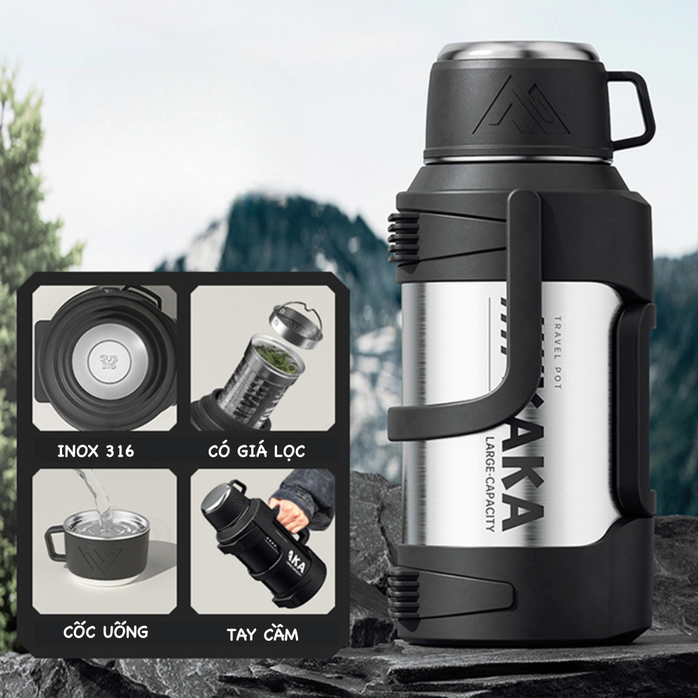 Bình giữ nhiệt inox dung tích 2000ml-3000ml có lõi lọc trà tích hợp giữ nhiệt 20-24h | Shopee ...