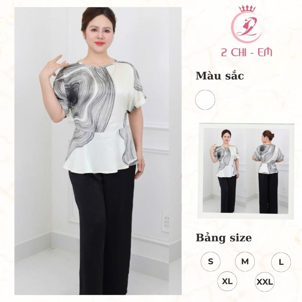 Đồ bộ trung niên, Sét đồ kiểu cho các mẹ, quần dài suông rộng, chất lụa ...
