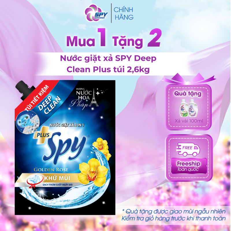 Nước Giặt Xả SPY Deep Clean Plus Túi 2,6kg – Khử Mùi, Sạch Sâu, Lưu ...
