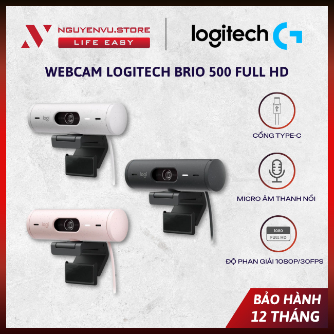 [CHÍNH HÃNG] Webcam Logitech Brio 500 Full HD - [FULL VAT] | Shopee ...