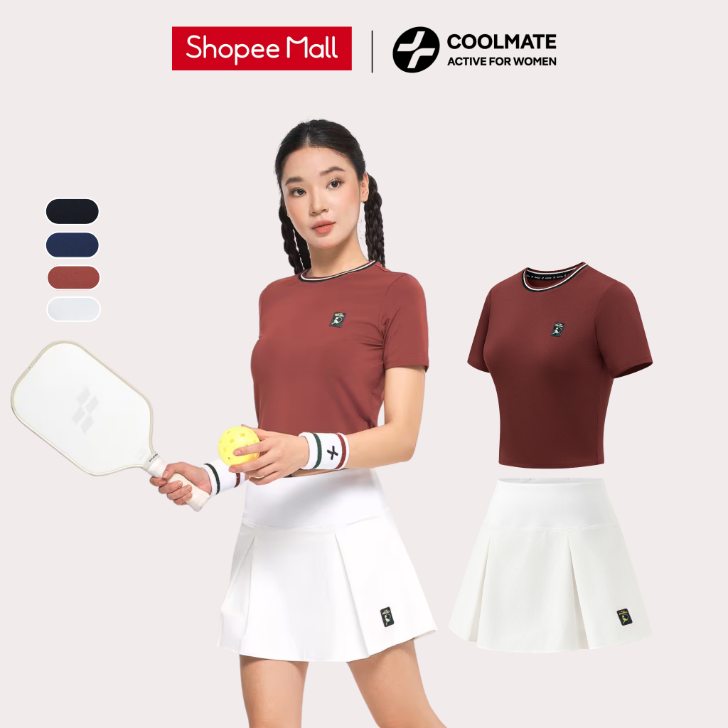 Set đồ thể thao pickleball nữ áo croptop dink shot và chân váy chữ A ...