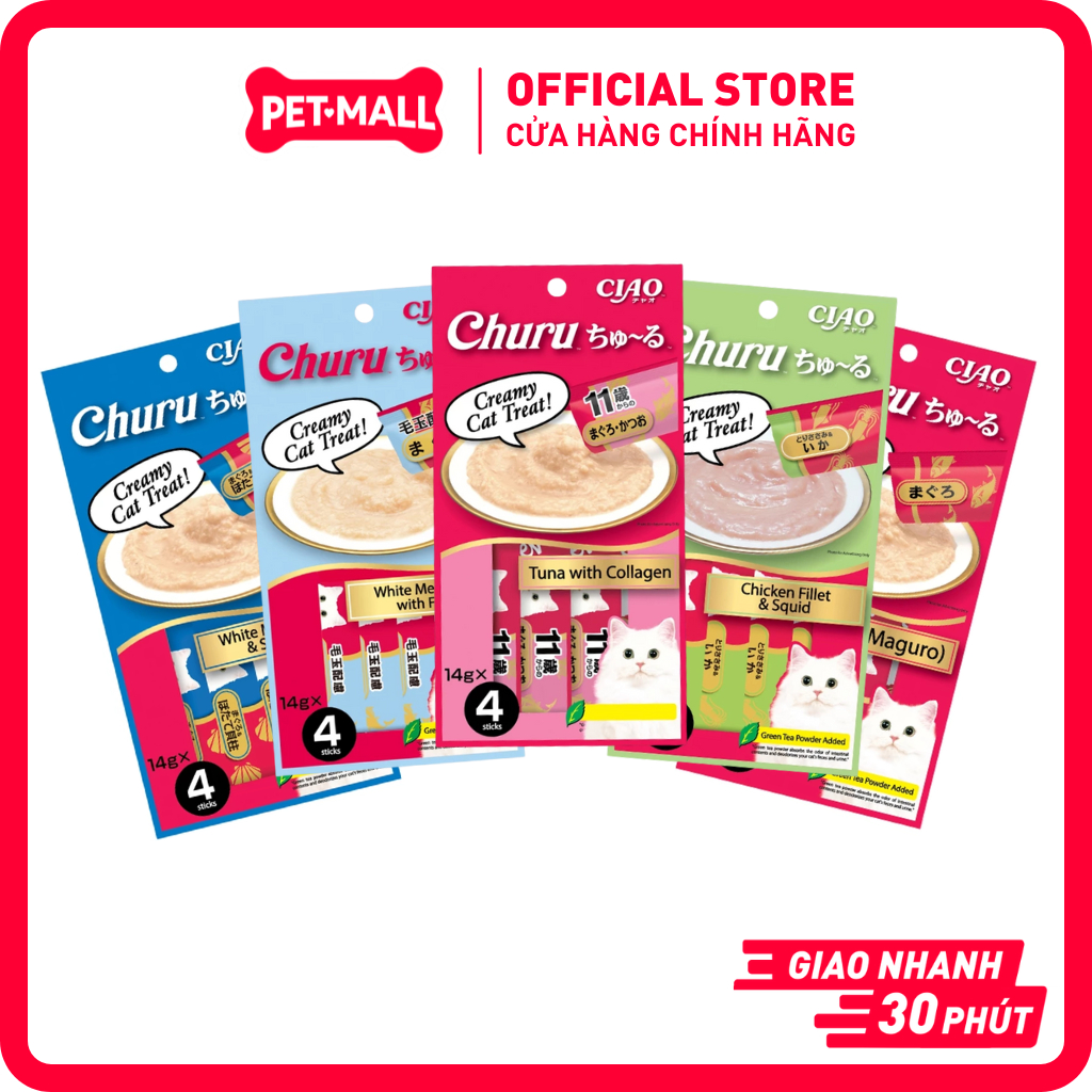Súp Thưởng Ciao Churu Inaba Cho Mèo Gói 56g (4 Thanh) Nhiều Vị Thơm Ngon Chính Hãng Petmall ...