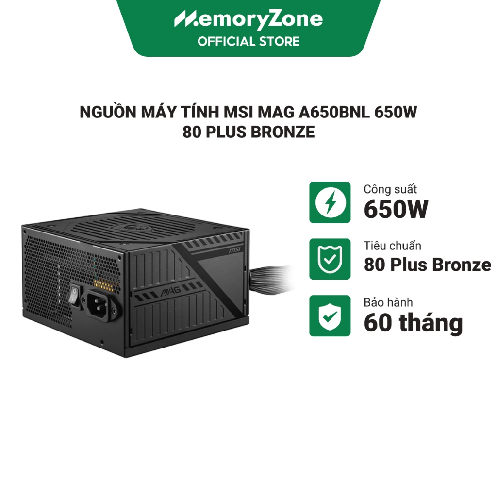 Nguồn máy tính MSI MAG A650BNL 650W 80 Plus Bronze MAG-A650BNL | Shopee Việt Nam