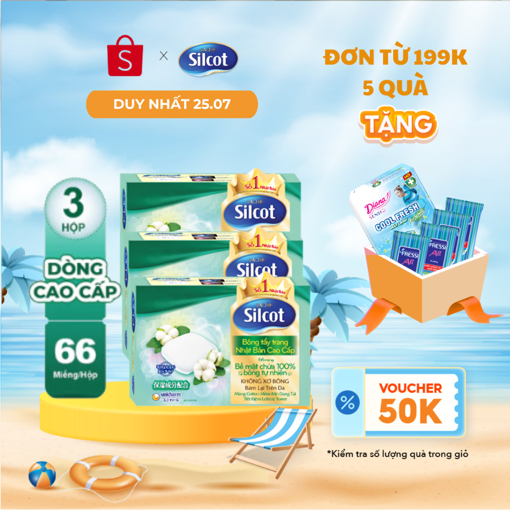 Bộ 3 hộp Bông trang điểm (bông tẩy trang) cao cấp Silcot Premium 66 ...