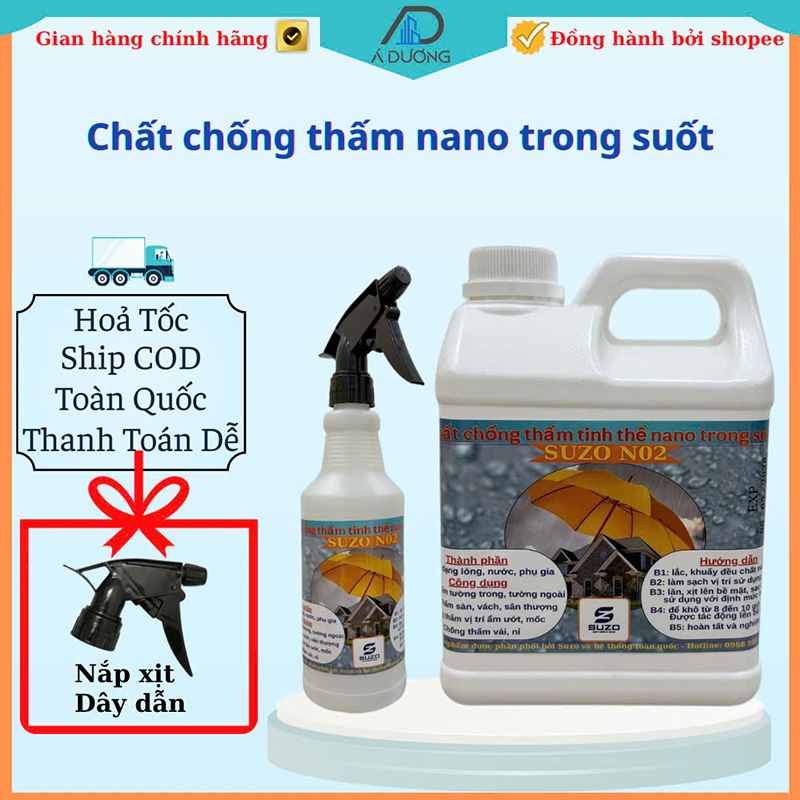 Chất Chống Thấm Nano Trong Suốt Suzo N02, Chống Thấm Nano Cho tường ...