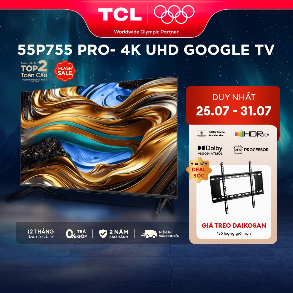 [Shopee - Lắp đặt 0Đ HN HCM]Google Tivi TCL 4K 55inch 55P755 PRO - Tivi ...