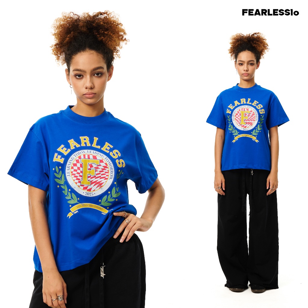 Áo Thun 280GSM Fearless University Logo - Blue - FORM Boxy | Shopee ...