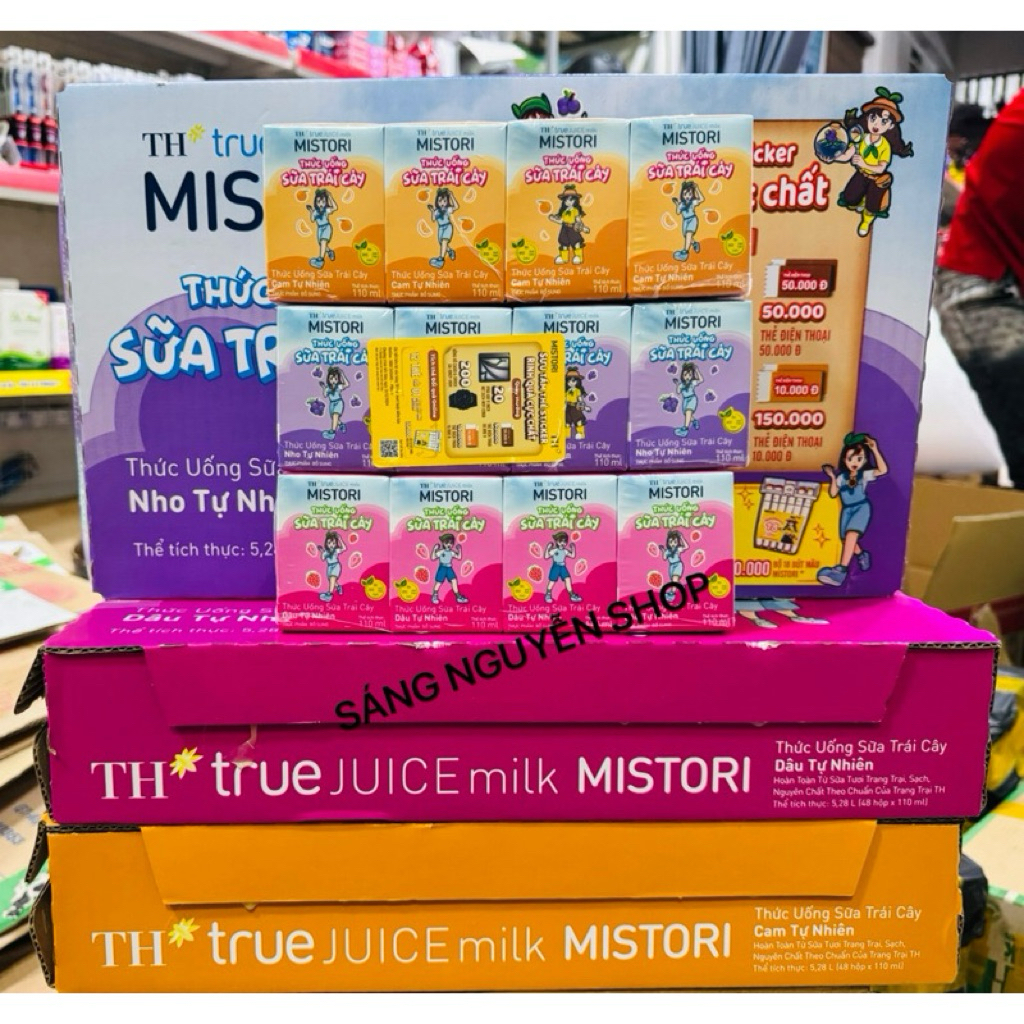 Thức uống sữa trái cây TH true JUICE milk MISTORI Vị Nho/Cam/Dâu Thùng ...