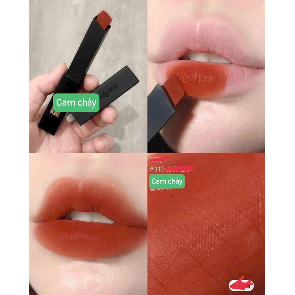 [Mỹ] Son Slim 313 Y’S’L Velvet Radical Matte Màu Cam Cháy full box vỏ ...
