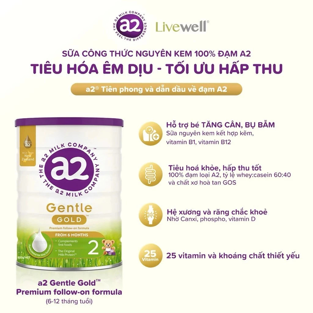 Sữa công thức A2 Gentle Gold Úc Lon 800g (Nhập khẩu chính hãng ...