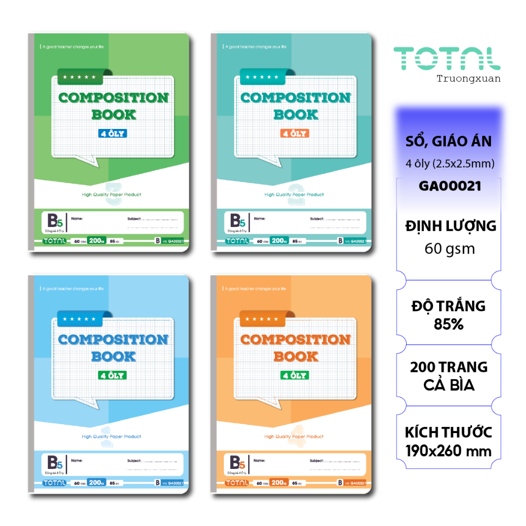 Sổ Composition book B5 4 oly Total - 200 trang.Mã:GA21 | Shopee Việt Nam