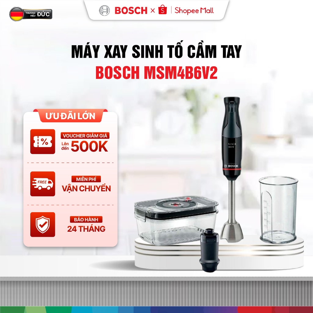 Máy Xay Sinh Tố Cầm Tay BOSCH MSM4B6V2 Series 4 ErgoMaster 1000W | Có ...