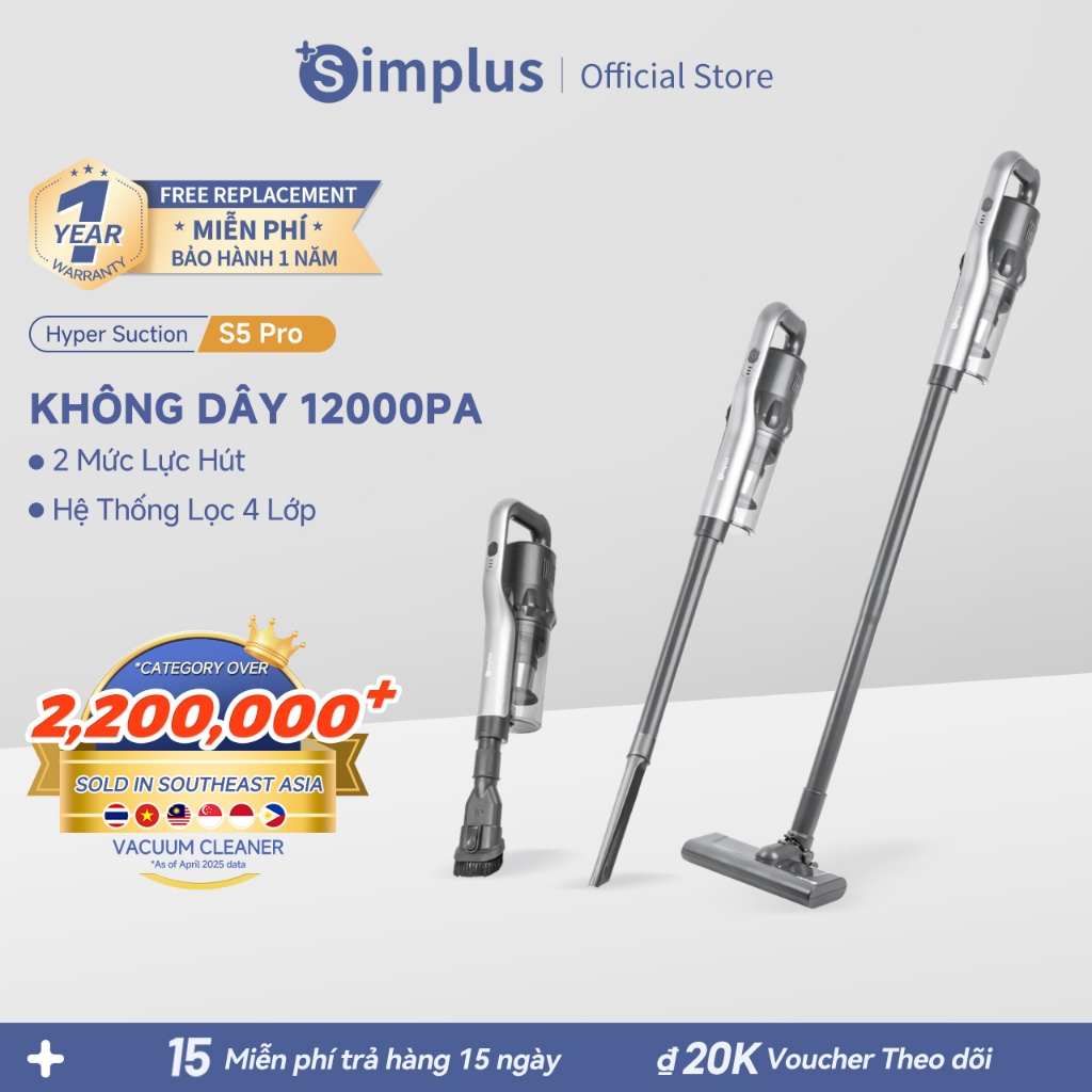 Simplus Máy Hút Bụi Cầm Tay Không Dây Lực Hút 12000Pa XCQH009 - Bảo Hành 1 Năm 1 Đổi 1 | Shopee ...