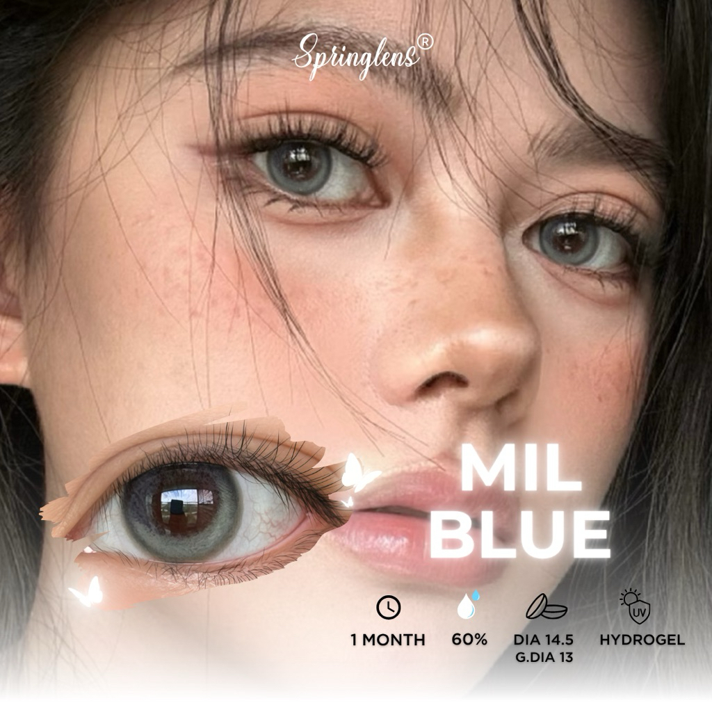 Lens mắt Mil Blue (Millie) hiệu ứng khuyết xanh biển xám nhẹ | Kính áp ...