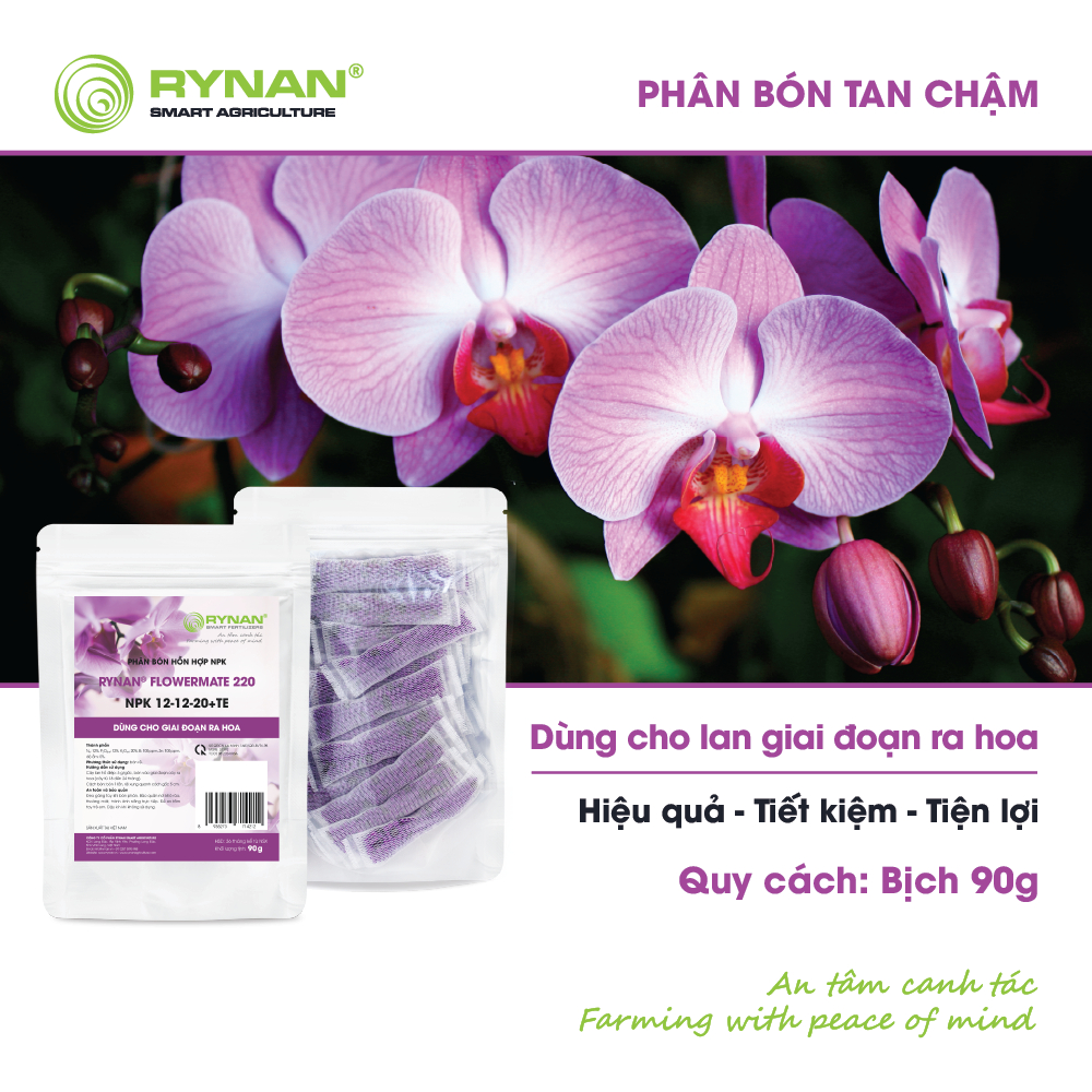Phân Bón Tan Chậm Cho Lan RYNAN® FLOWERMATE 220 NPK 12-12-20+TE - Sử ...