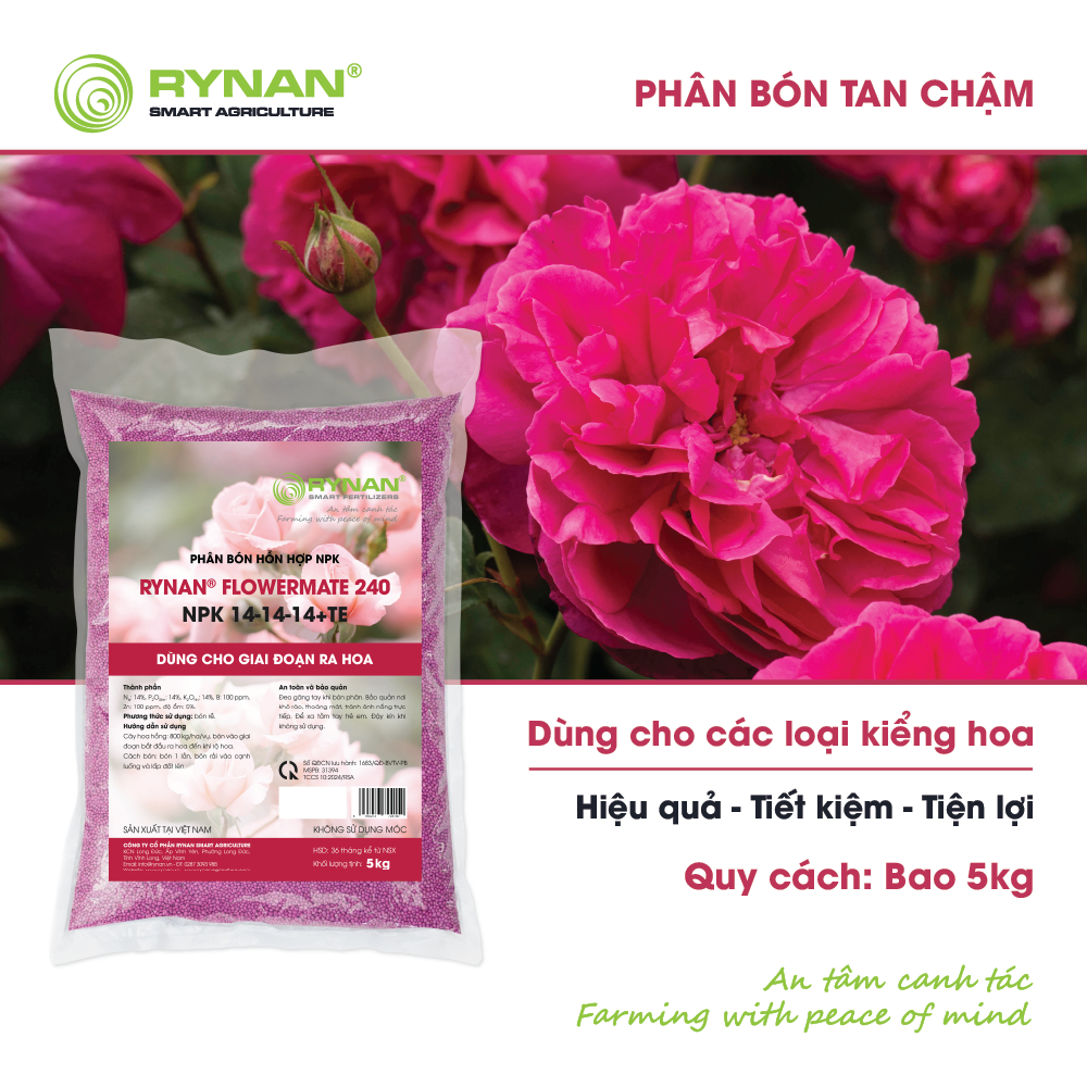 Phân Bón Tan Chậm Cho Kiểng Hoa RYNAN® FLOWERMATE 240 NPK 14-14-14+TE ...