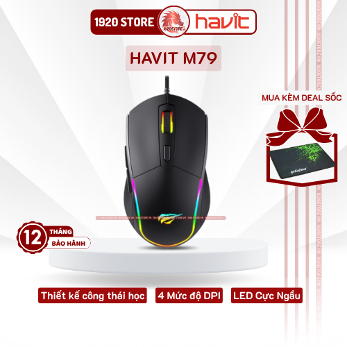 【Giao Hỏa Tốc】Chuột Gaming HAVIT M79, LED RGB, 6 Nút Điều Chỉnh + 4 Chế ...