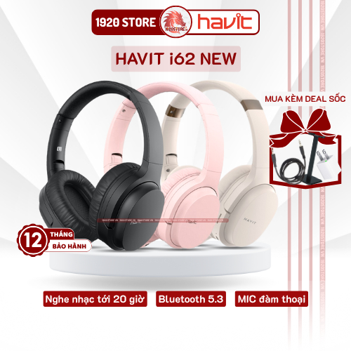 【Giao Hỏa Tốc】Tai Nghe Bluetooth Headphone HAVIT i62, Driver 40mm, BT 5.3, Nghe Đến 8H, Gập Gọn ...