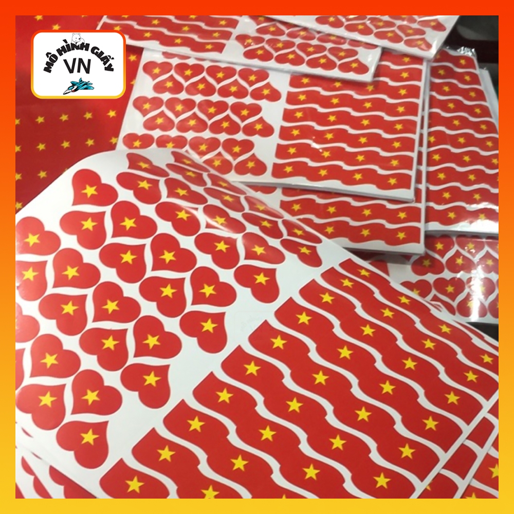 Combo 100 Miếng Dán Sticker Cờ Việt Nam Hình Trái Tim Dán Má ...