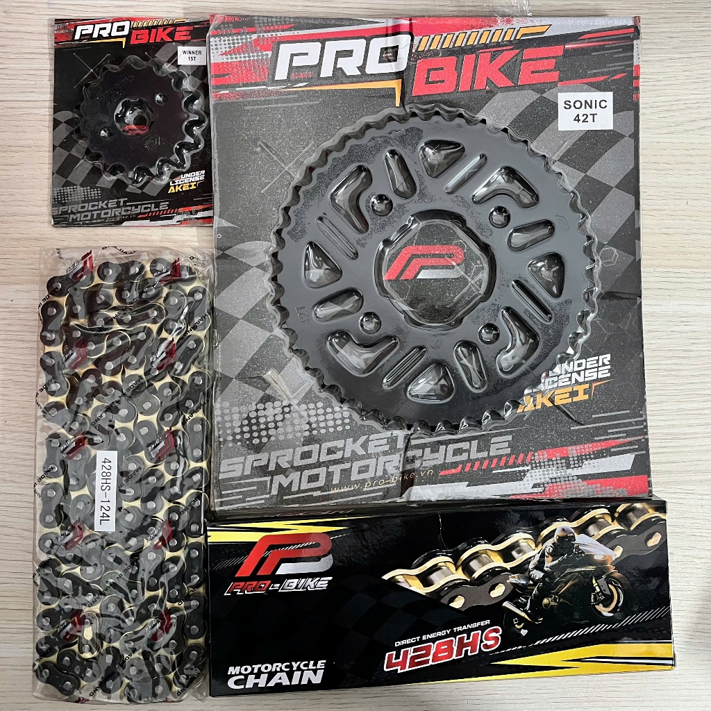 Bộ nhông sên dĩa Pro-Bike sên tán đúc cho Sonic 15T - 42T- Sên 428HS ...
