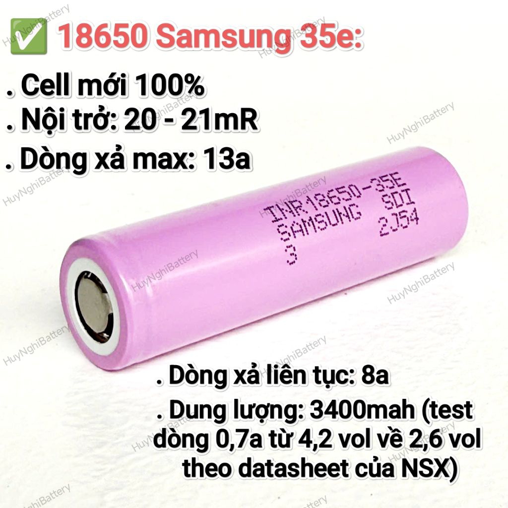☎️ 18650 SamSung 35e Mới 100% (INR18650-35E), Dung lượng 3400mAh, Xả ...