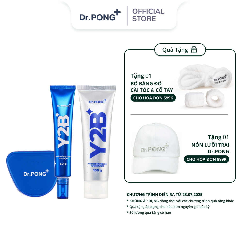 Set hỗ trợ làm trắng răng 2 bước Dr.PONG Y2B Whitening Color Set 100g ...