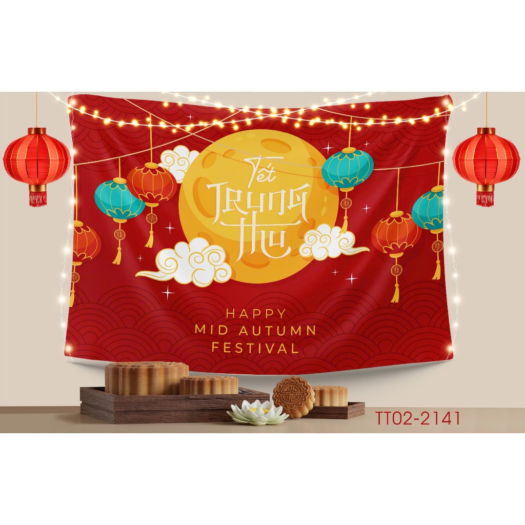 (Tặng đinh móc+keo dán) Phông nền, tranh vải treo tường, backdrop Tết ...
