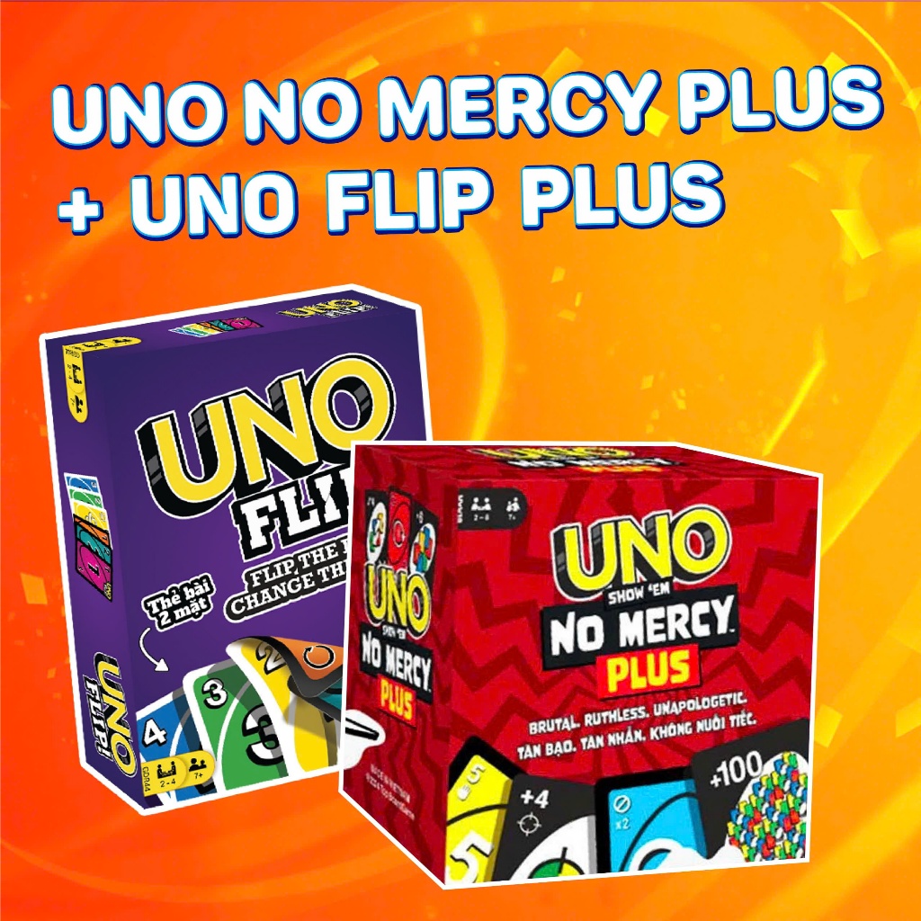Combo 2 bộ trò chơi | Board Gamme Uno Flip Plus và Uno No Mercy Plus ...