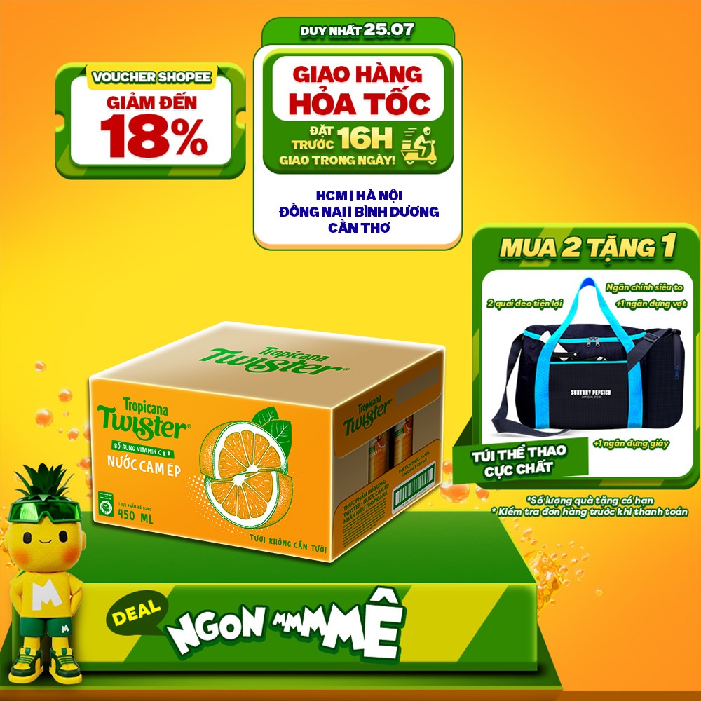 [Hỏa Tốc]Thùng 24 Chai Nước Trái Cây Twister Cam (450ml/chai) | Shopee Việt Nam