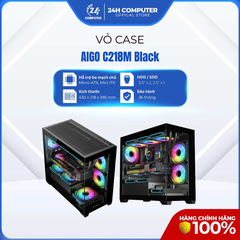 Vỏ Case AIGO C218M Black (MATX, bể cá, không fan) | Shopee Việt Nam