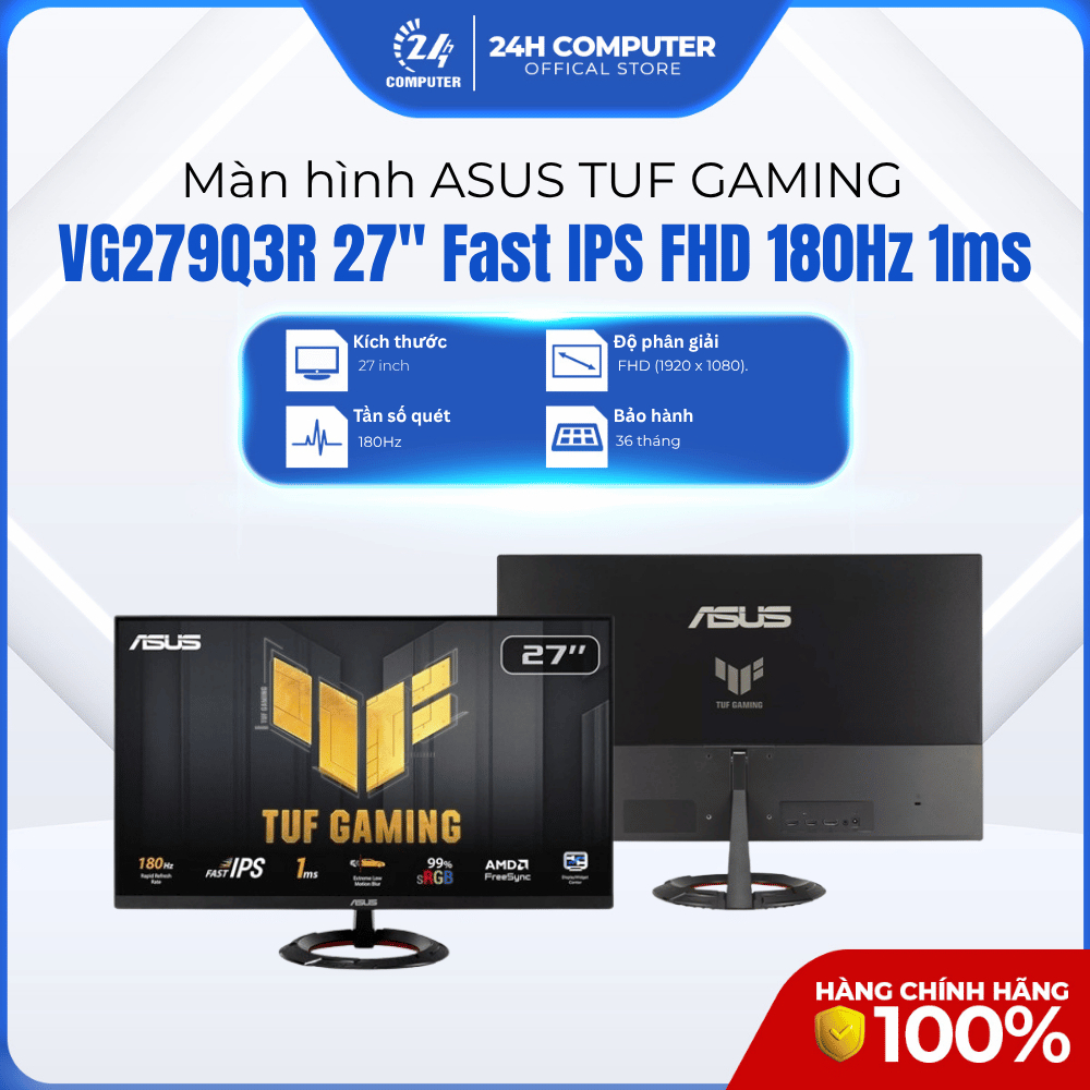 Màn hình ASUS TUF VG279Q3R 27" Fast IPS FHD 180Hz 1ms, Bảo Hành 36 Tháng | Shopee Việt Nam
