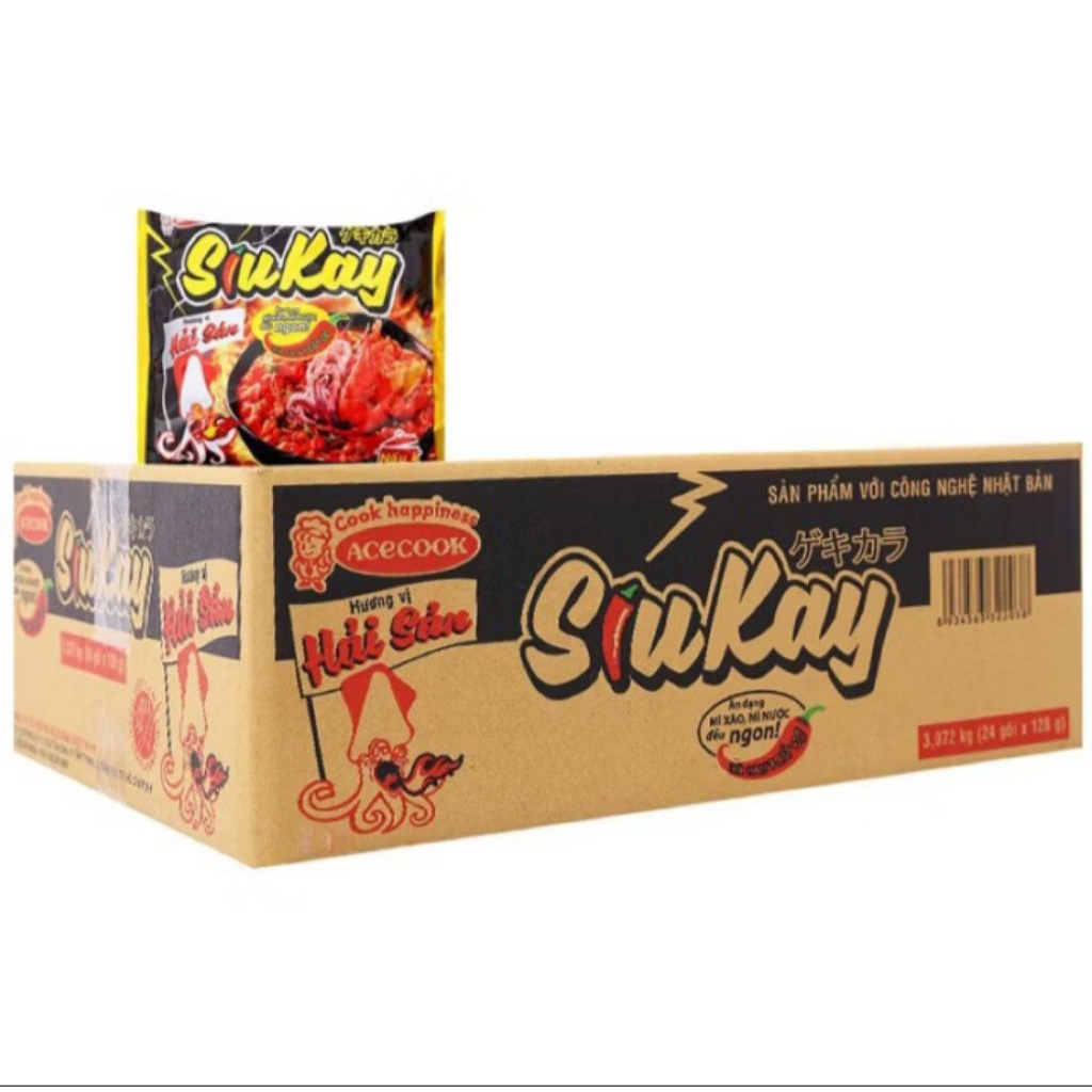 Thùng 24 gói mì Siukay hải sản -bò(24 x 128g) | Shopee Việt Nam