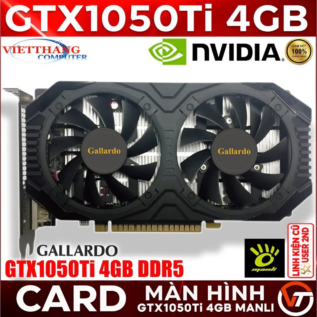 VGA - Card Màn Hình Manli GTX1050Ti 4GB DDR5 Gallardo 2 fan đã qua sử ...