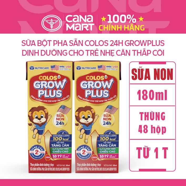 Thùng 48 hộp Sữa Bột Pha sẵn COLOS 24H GROW PLUS Nutricare 24h Tăng Cân ...