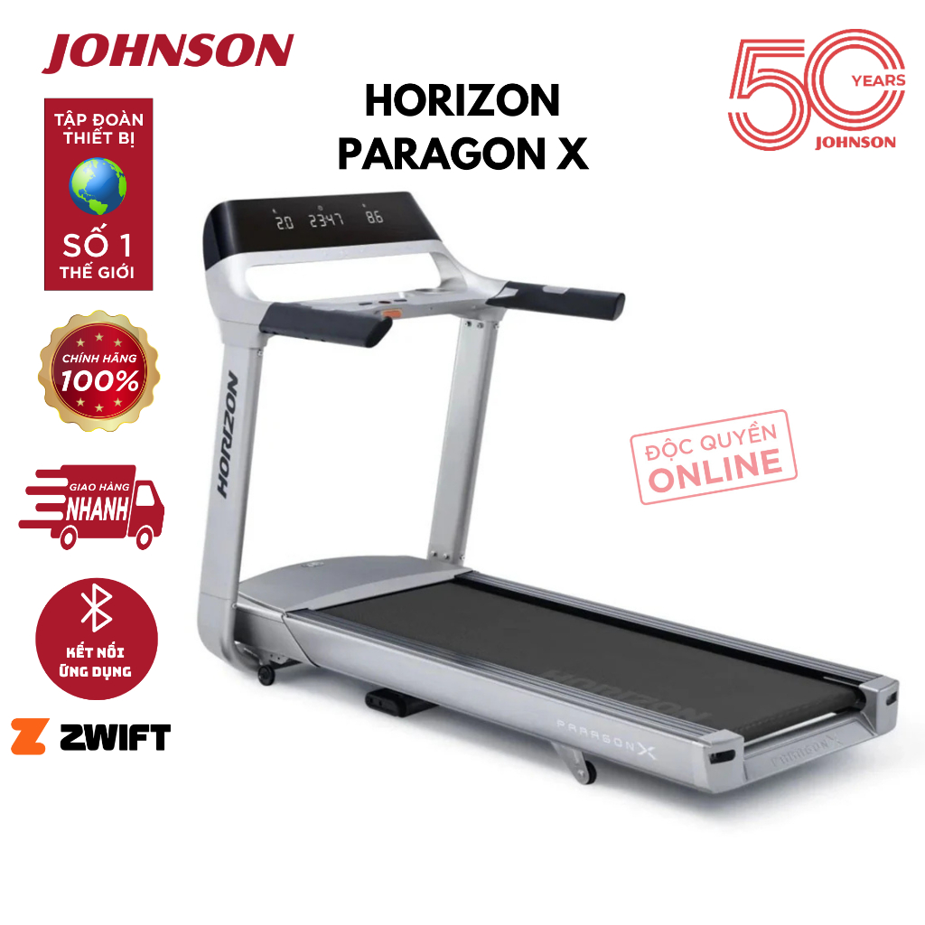 Johnson Fitness Horizon Paragon X Máy Chạy Bộ Mỹ Động cơ mạnh mẽ giả ...