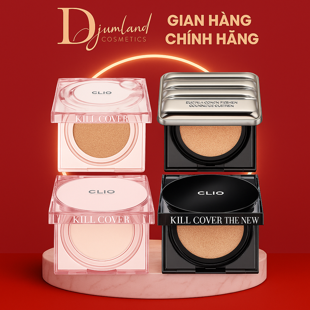Phấn nước Cushion Clio Kill Cover GLOW/ FIXER/FOUNDWEAR CUSHION XP 15g ...