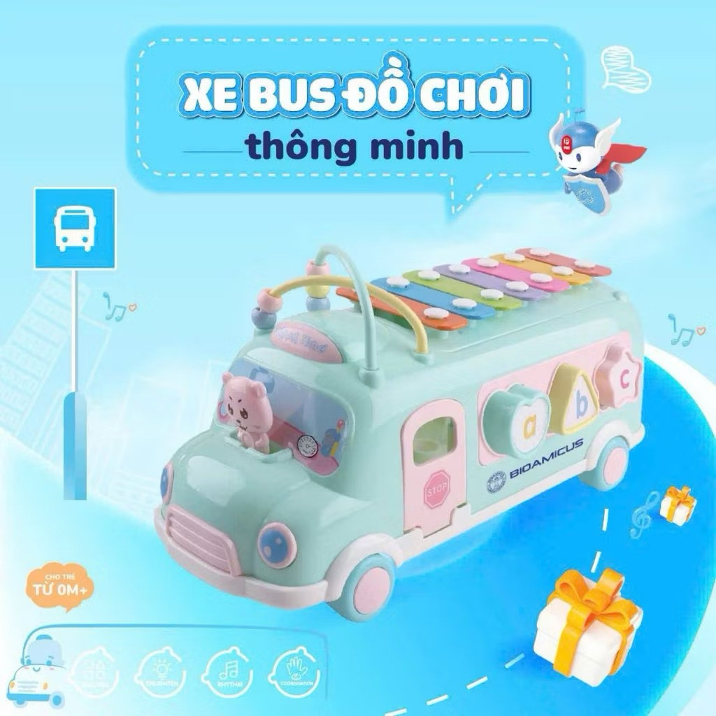 Xe Bus Đồ Chơi Thông Minh Cho Bé – Lắp Ghép Hình Khối, Đàn Xylophone ...