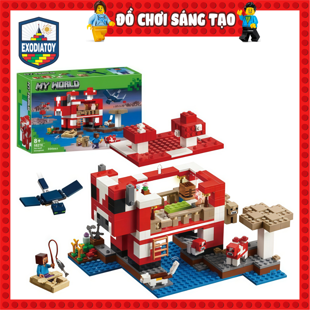 Xếp hình đồ chơi Minecraft Ngôi Nhà Của Những Chú Bò Nấm - Đồ Chơi Lắp ...