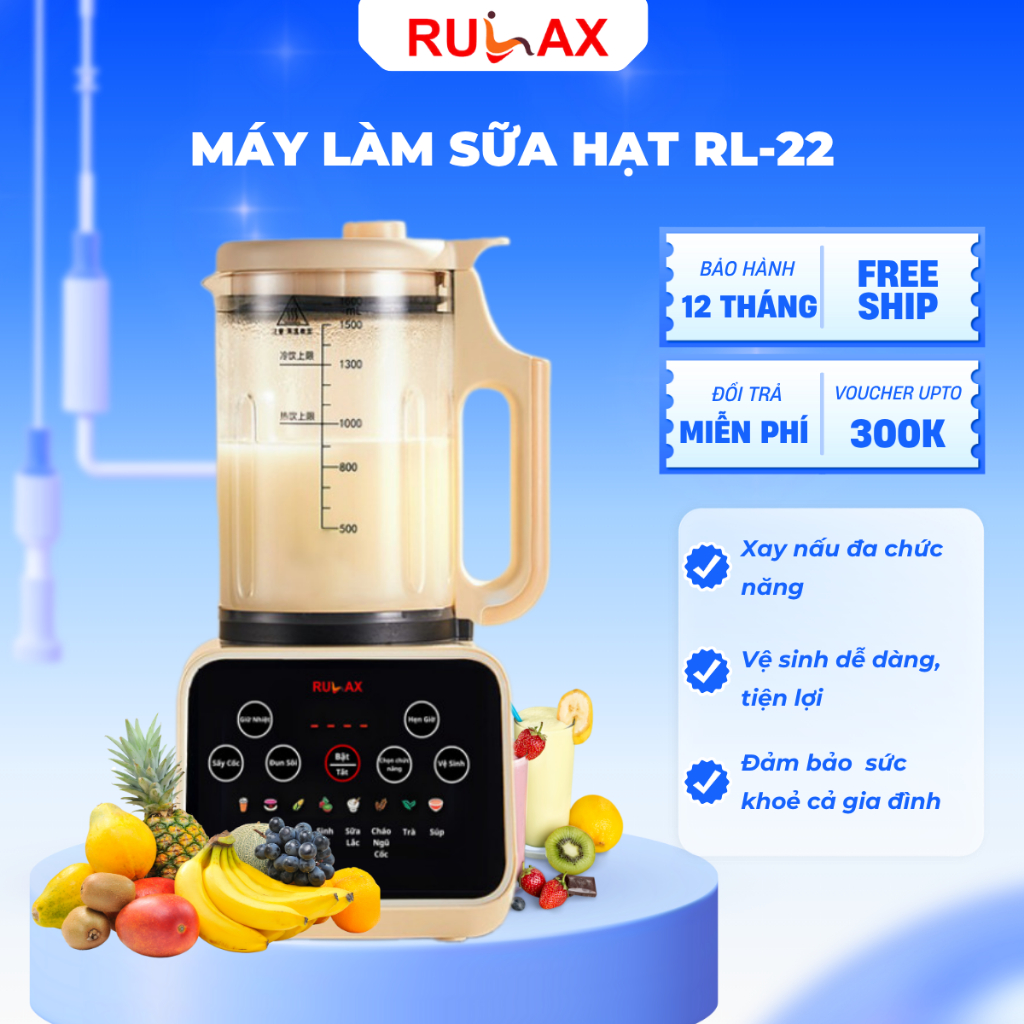 Máy Làm Sữa Hạt RULAX, Xay Nấu Đa Năng Xay Sinh Tố Dung Tích Lớn 1.5L ...