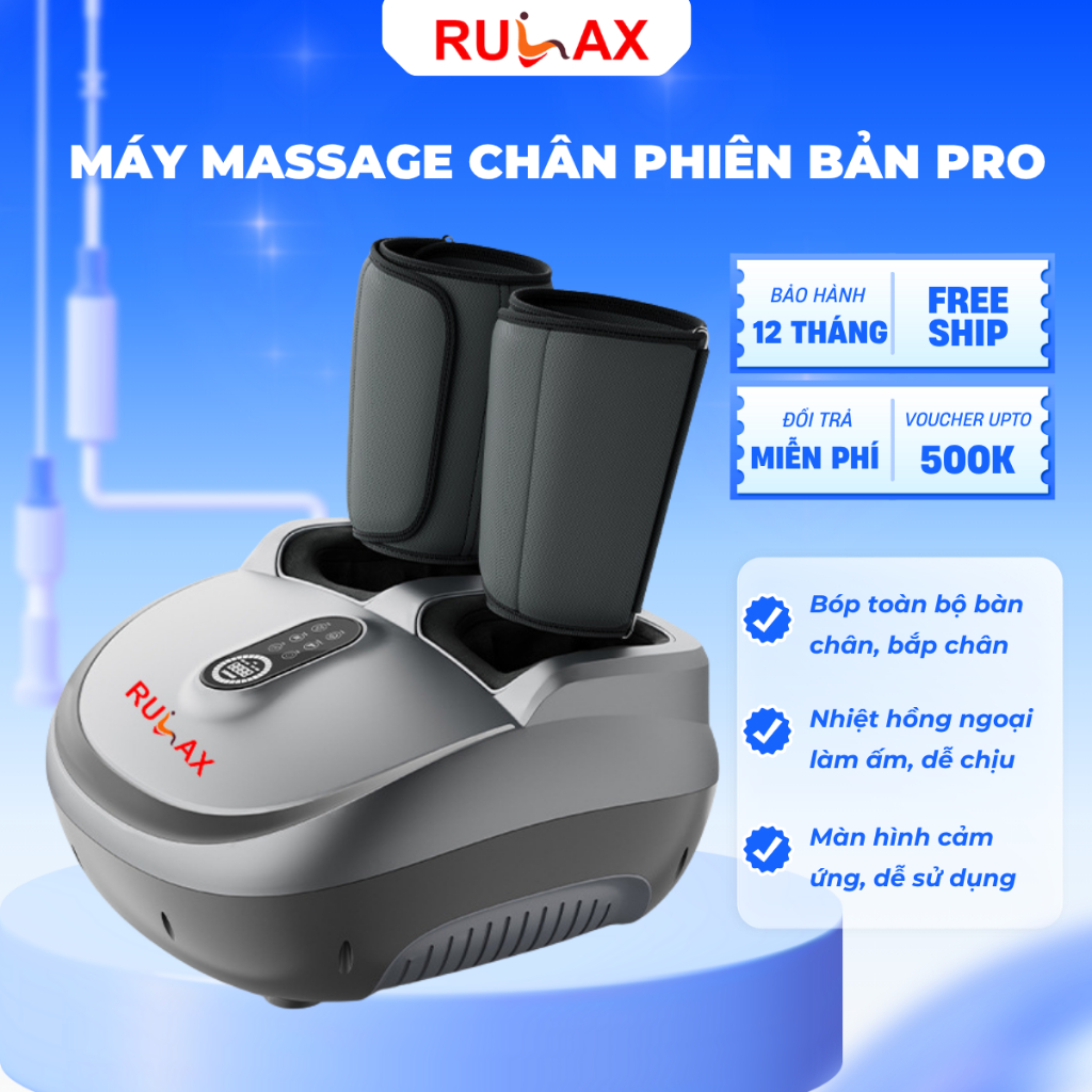 Máy Massage Chân Rulax Phiên Bản Pro Nâng Cấp Có Túi Khí, Massage Bi ...